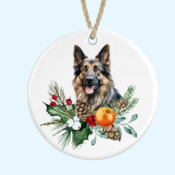 German Shepherd Christmas Ornament | Ceramic GSD Decorations Tagged ...