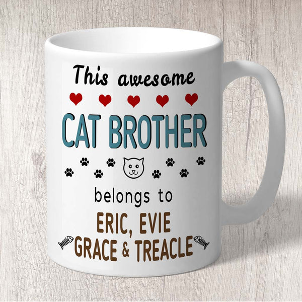 This Awesome Cat Brother Belongs to (3-7 Cat names) Mug - Dog Lovers ...